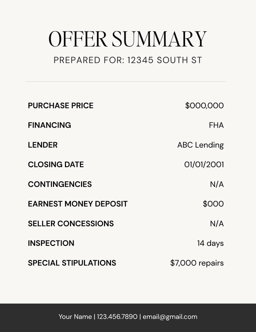Offer Comparison Sheet | Coffee & Contracts