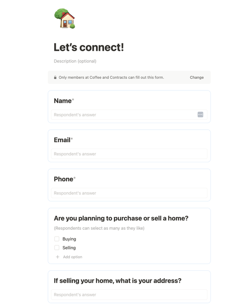 General Lead Intake Form (For Buyers or Sellers) | Notion | Coffee ...