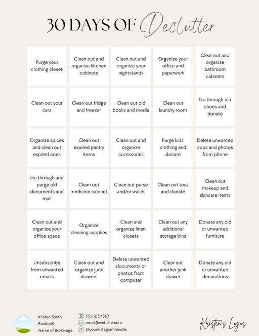 30 Days of Decluttering Checklist | Coffee & Contracts