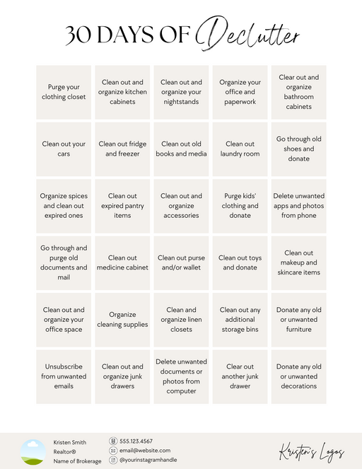 30 Days of Decluttering Checklist | Coffee & Contracts