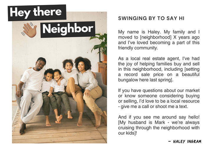 Meet your neighbor | Hi neighbor Postcard | Coffee & Contracts