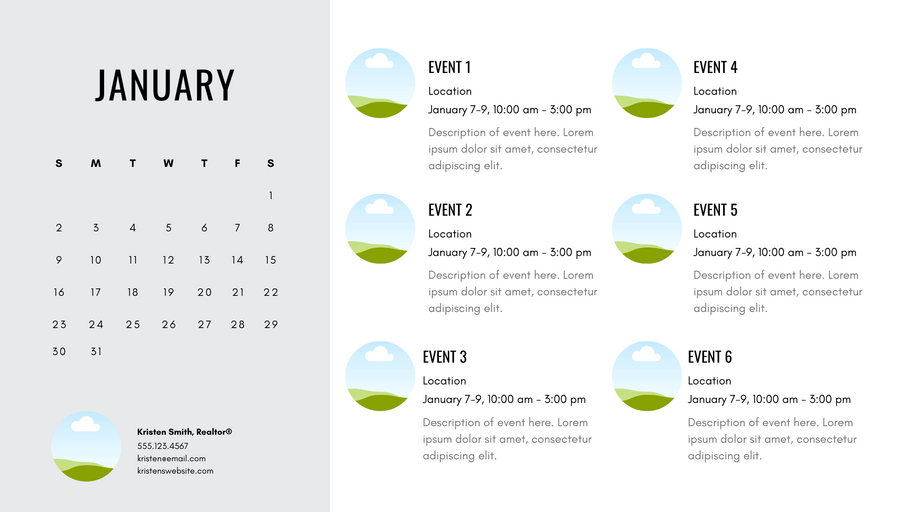 Local Event Calendar for Email Newsletter | Coffee & Contracts