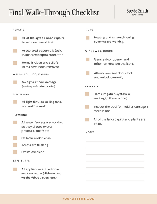 Final Walk-Through Checklist | Coffee & Contracts